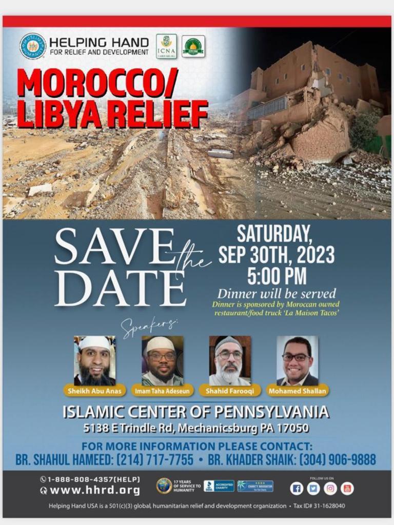 ICP - Morocco/Libya Relief Fundraising event (09/30/2023) @ ICP MPH